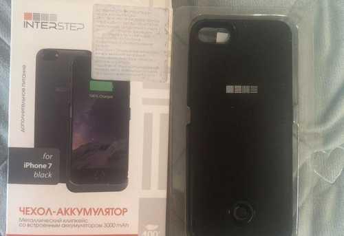 Чехол аккумулятор iPhone 7 8 черный Interstep