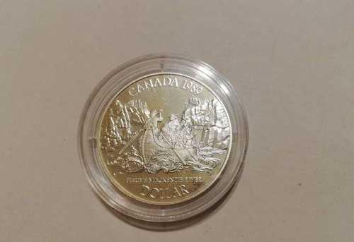 Серебряная монета Канада 1 доллар 1989 год