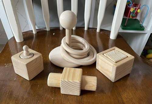 Деревянные игрушки монтессори для малыша
