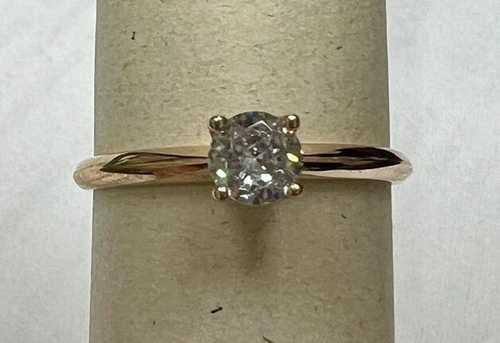 Золотое кольцо с фианитом 18,5 размер