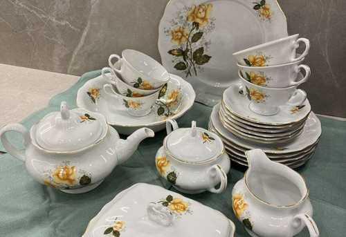 Набор столовой посуды СССР желтые розы 70х годов