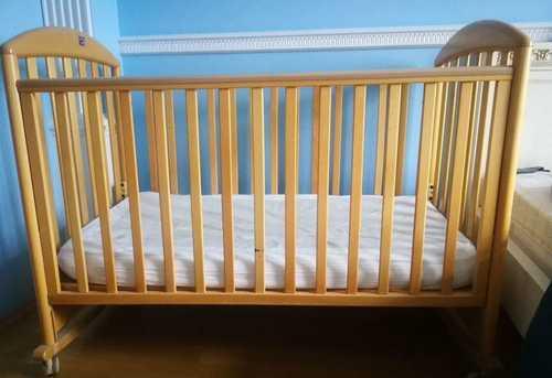 Детская деревянная кроватка Papaloni с матрацем