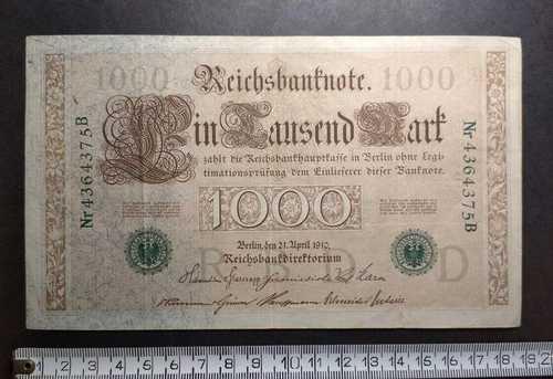 Германская Империя. 1000 марок. 1910 год. Зелёные