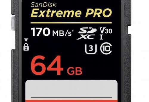 Карта sdxc SanDisk 64GB Extreme Pro UHS-I U3 V30