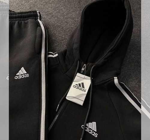 Спортивный костюм Adidas черный флисовый мужской