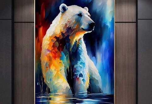 Яркая картина маслом белый медведь
