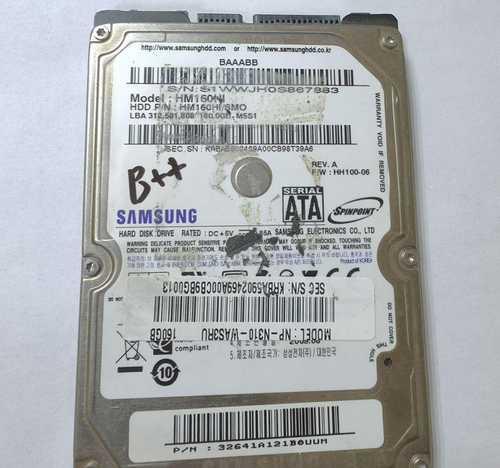 Жесткий диск 2,5 Samsung 160Gb