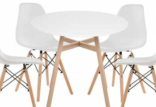 Стол и стулья кухонные Гуанора 800мм белый/деревян