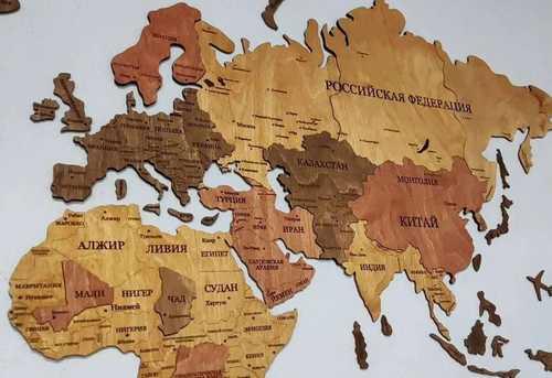 Деревянная карта мира на стену/подарок/новый год