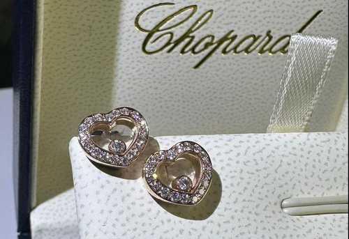 Золотые серьги с бриллиантами chopard
