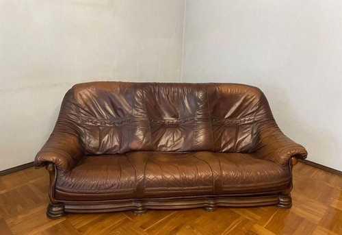 Кожаный диван и кресла б/у