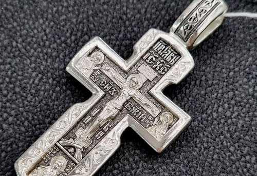 Мужской серебряный крест с целительными иконами