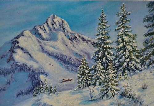 Картина маслом Зима в горах