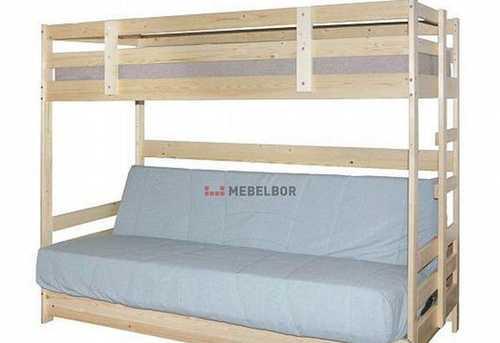 Двухъярусная кровать массив с диван-кроватью Бонне