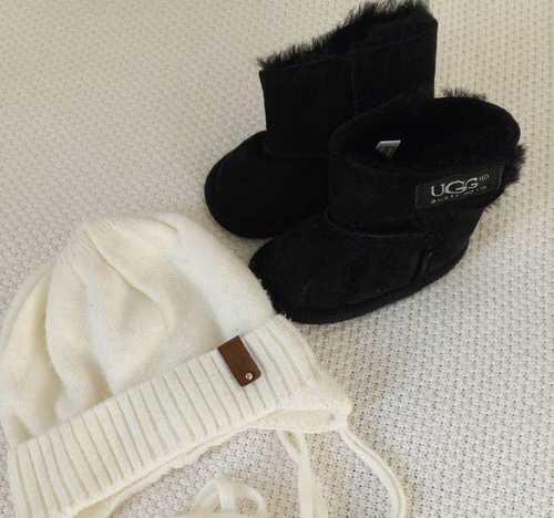 Ugg угги детские пинетки + шапочка