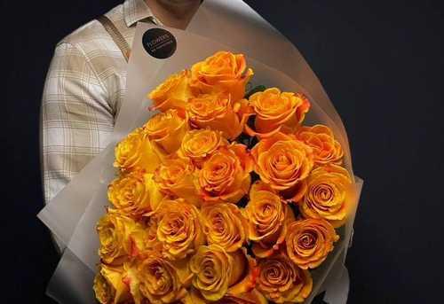Букет 25 ярко-желтых роз Эквадор