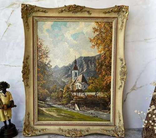 Винтажная картина "Осень в Германии". 48х39 см