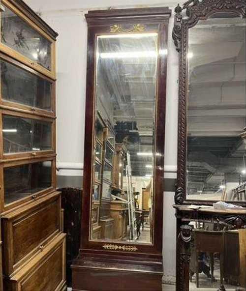 Антикварное напольное зеркало с тумбой, 301х87 см