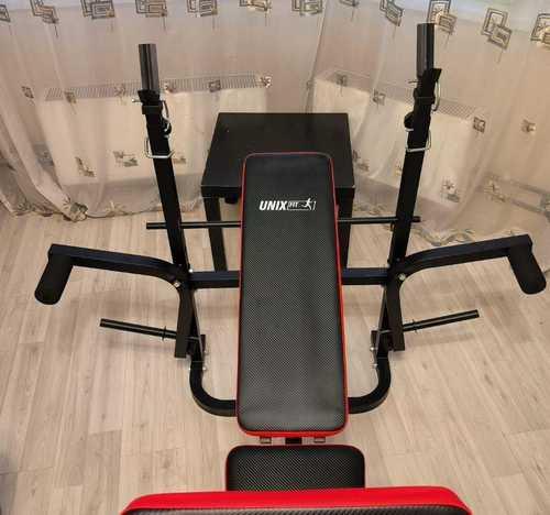 Скамья силовая со стойками unix Fit bench 120P