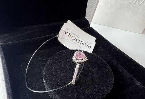 Кольцо pandora преданное сердце розовое