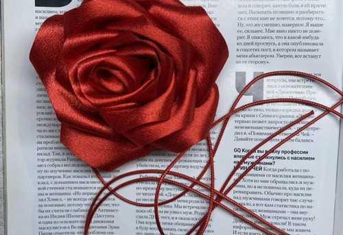 Чокер цветок на шею украшение Роза на шнурке