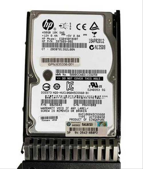Жесткий диск HP 450Gb AW612A 613921-001 SAS 2.5