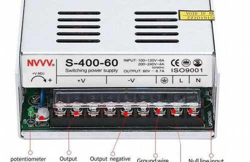 Блок питания 60В, 400 Ватт (S-400W-60V nvvv )