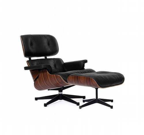 Кресло Eames Style Lounge Chair and Ottoman черная