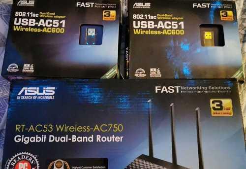 Роутер Asus RT-AC53 + 2 x USB-AC-51