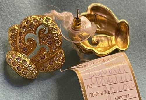 Позолоченные серьги с кристаллами Сваровски
