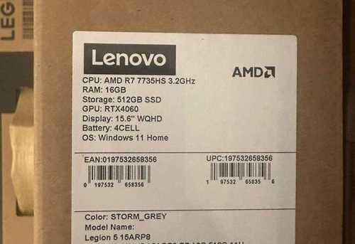Заказ Lenovo legion 5 R7 16/512 4060 usa