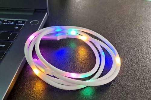 Светящийся кабель Lightning RGB реагирует на звук