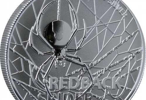 Серебряная монета 1oz Красноспинный паук 1 доллар