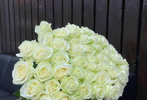 Букет из 51 белой розы 60 см