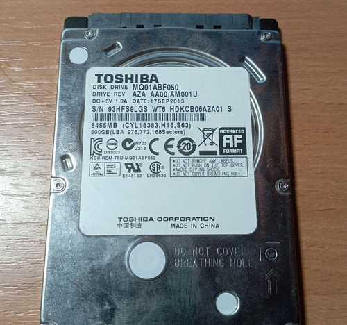 Жесткий диск Toshiba 500Gb 2.5