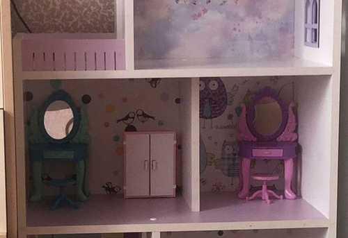 Кукольный домик стеллаж с мебелью