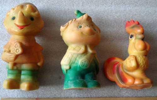 3 резиновых игрушки - фигурки СССР 60-70-е