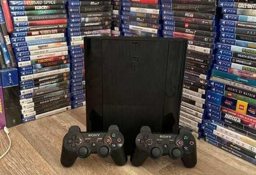 PS3 Super Slim 500gb Прошитая 15 игр + 2 геймпада