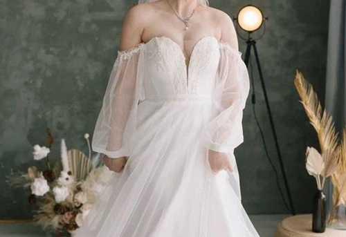 Свадебное платье 46 48 бу