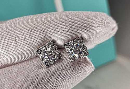Пусеты бриллиант муассанит 1 ct