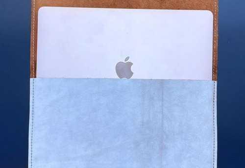 Чехол кожаный MacBook Air\Pro14' белый с крышкой