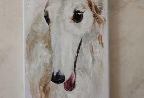 Картина-принт собаки - Борзая белая