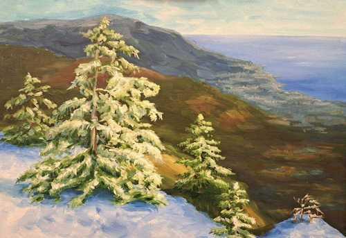 Картина маслом на холсте "Ай-Петри зимой"