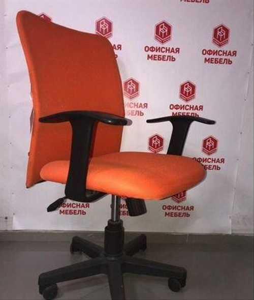 Кресло офисное Leo B black Ткань сетка оранжевая