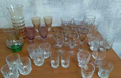 Рюмки, стопки, стаканы, вазы стекло СССР