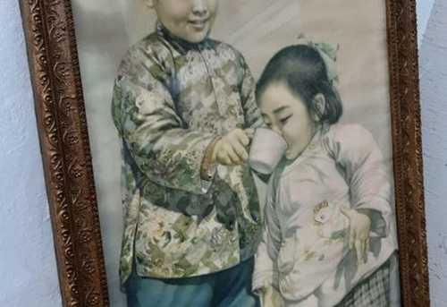 Китайская картина-литография 50-е гг
