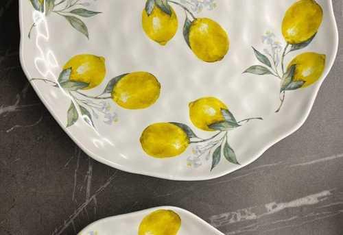 Тарелка закусочная, лимоны, керамика, белая, 27 см