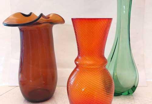 Винтажное советское цветное стекло вазы для цветов