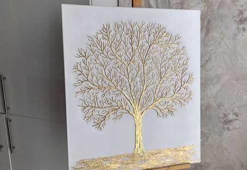 Объемная картина маслом Золотое дерево
