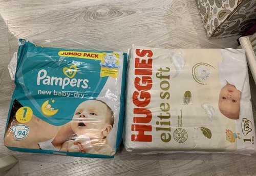 Подгузники huggies elite soft 1 памперс baby dry
